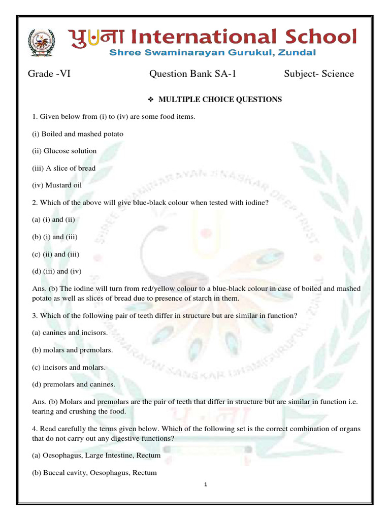 Grade-VII Science Question Bank 2022-23 | PDF | Soil | Digestion
