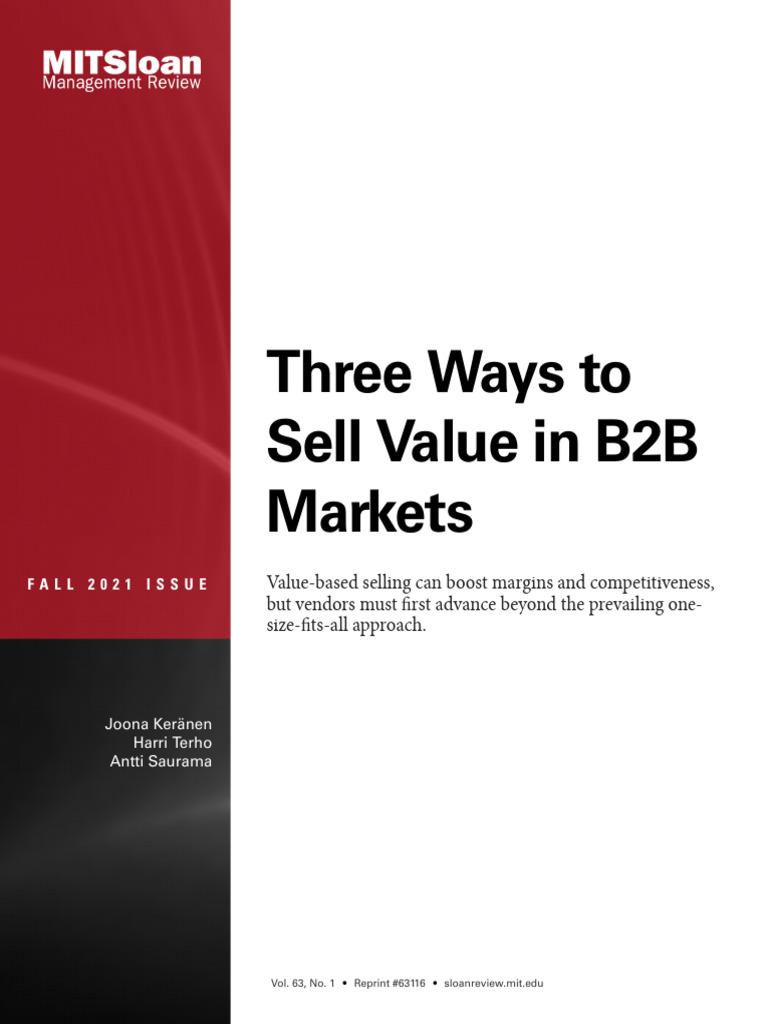 Case 2 - Three Ways To Sell Value in B2B Markets | PDF | Sales | Economies