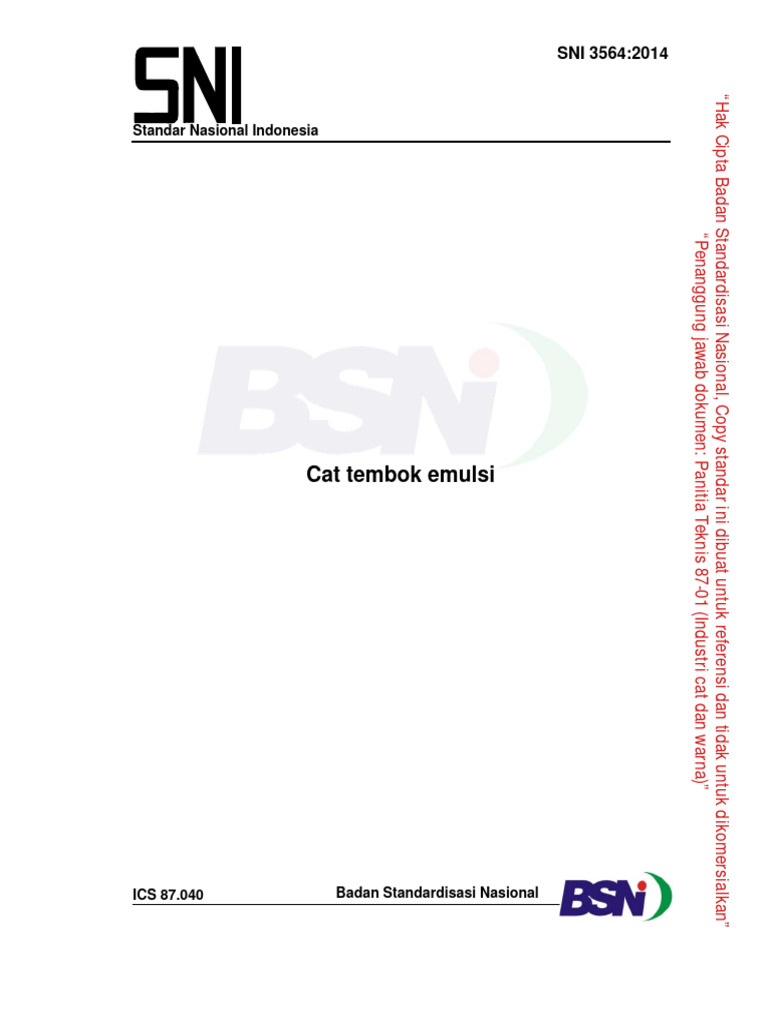 SNI 3564-2014 Cat Tembok Emulsi | PDF | Seni | Teknologi & Rekayasa