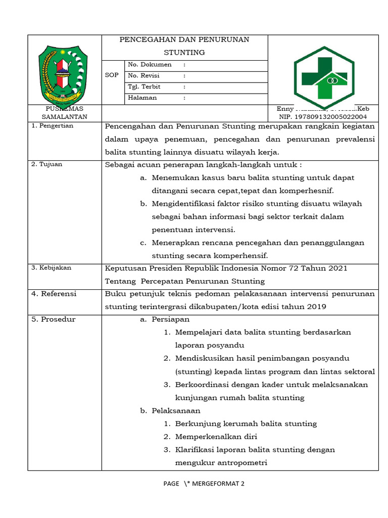 Data Stunting Indonesia 2025: SOP Pencegahan | PDF | Pengembangan Diri ...