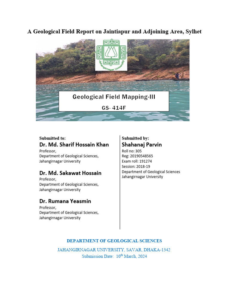 Geological Field Report On Jaintiapur, Sylhet by Shahanaj | PDF ...
