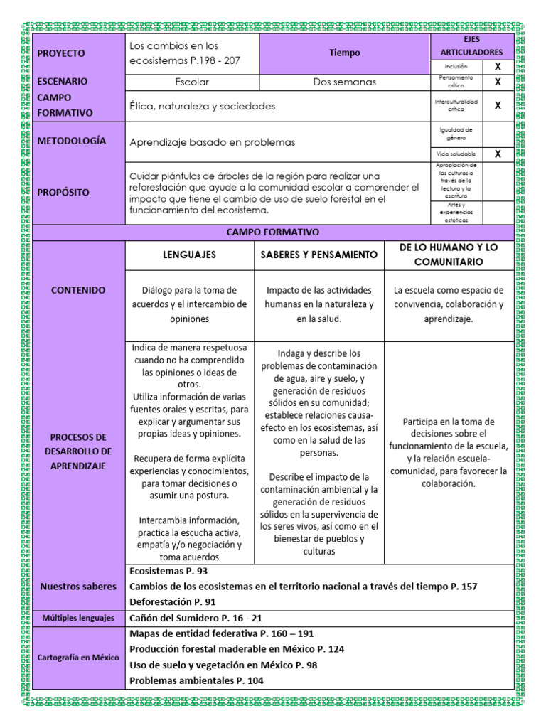 4° S34 y 35 Planeación Profa Kempis | PDF | Aprendizaje | Entorno natural