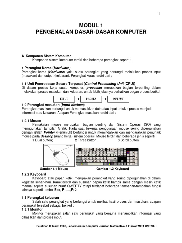 Pengenalan Dasar Komputer dan Perangkatnya | PDF