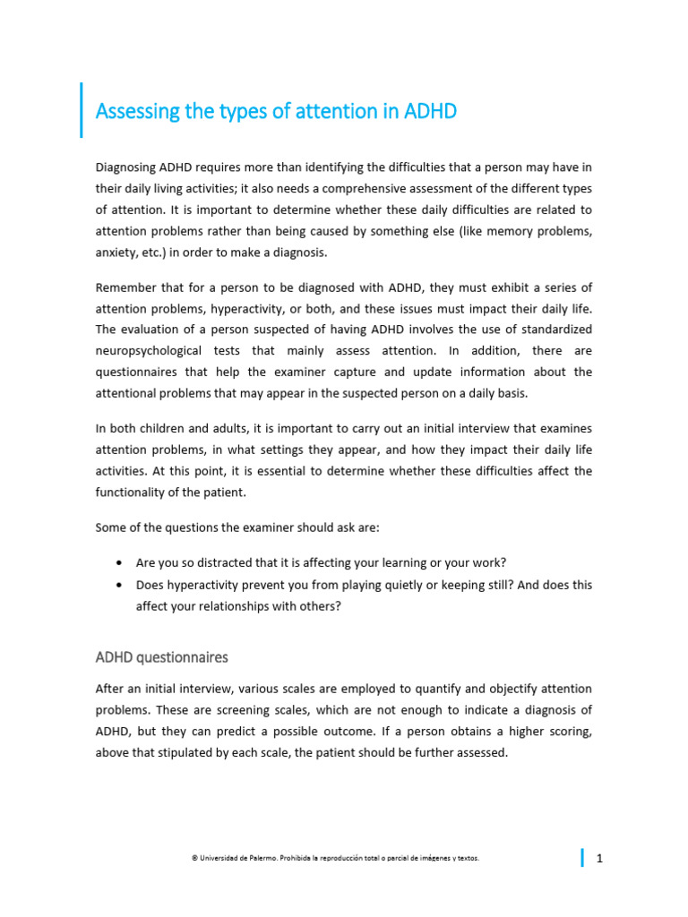 Assessing The Types of Attention in ADHD | PDF | Attention Deficit Hyperactivity Disorder ...