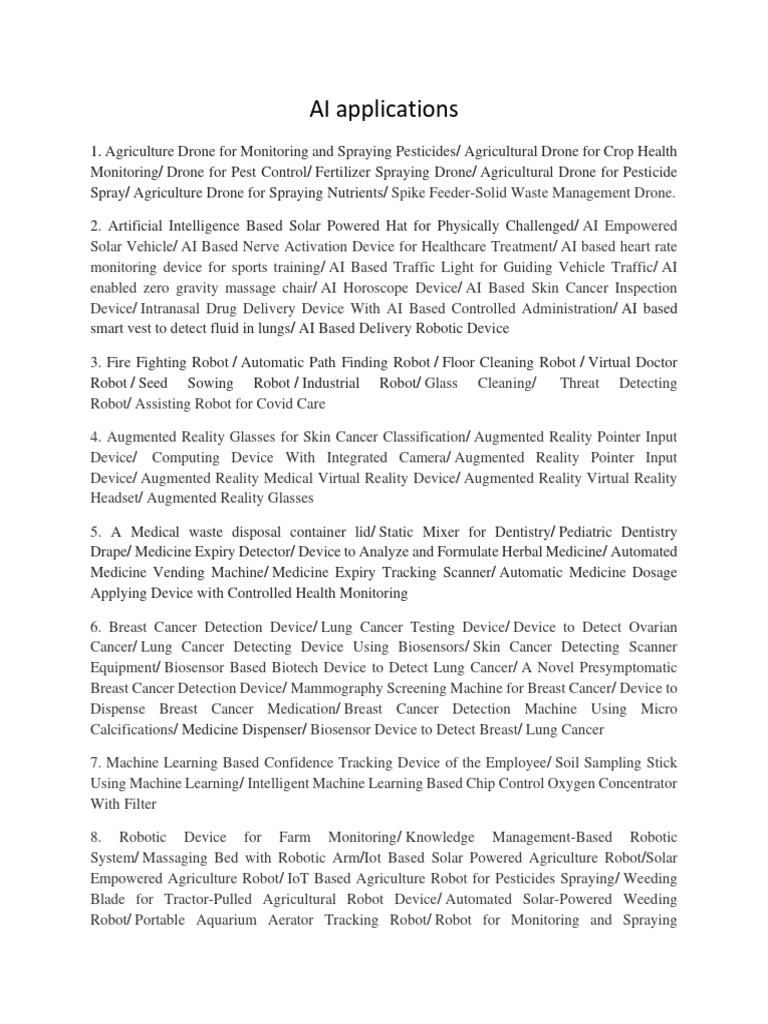 AI applications | PDF | Intelligence (AI) & Semantics | Artificial Intelligence