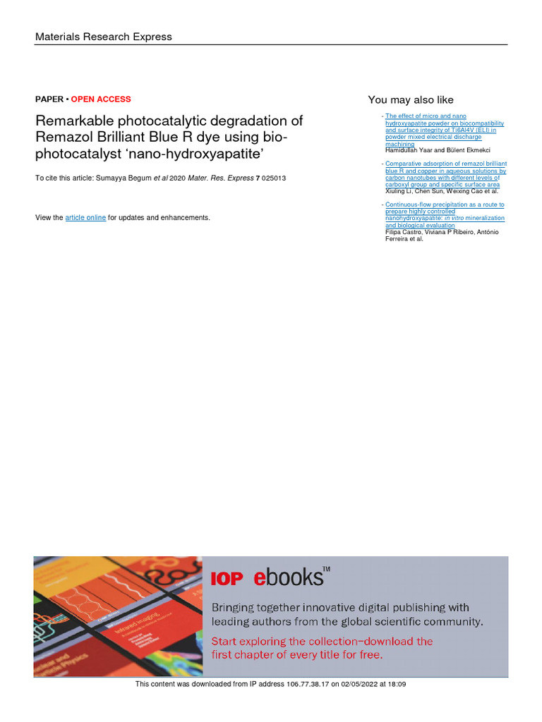 18 Remarkable Photocatalytic Degradation of Remazol Brilliant Blue R ...