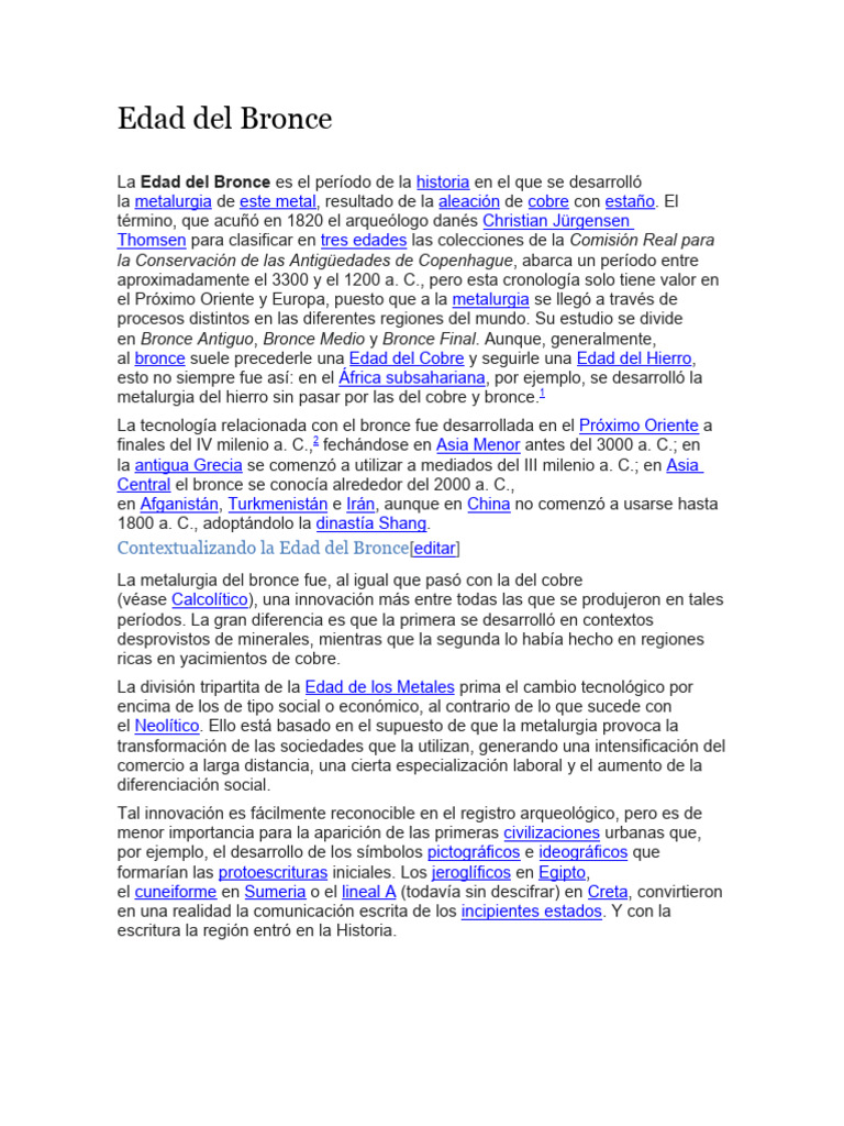 Edad Del Bronce | PDF | Edad de Bronce | Bronce