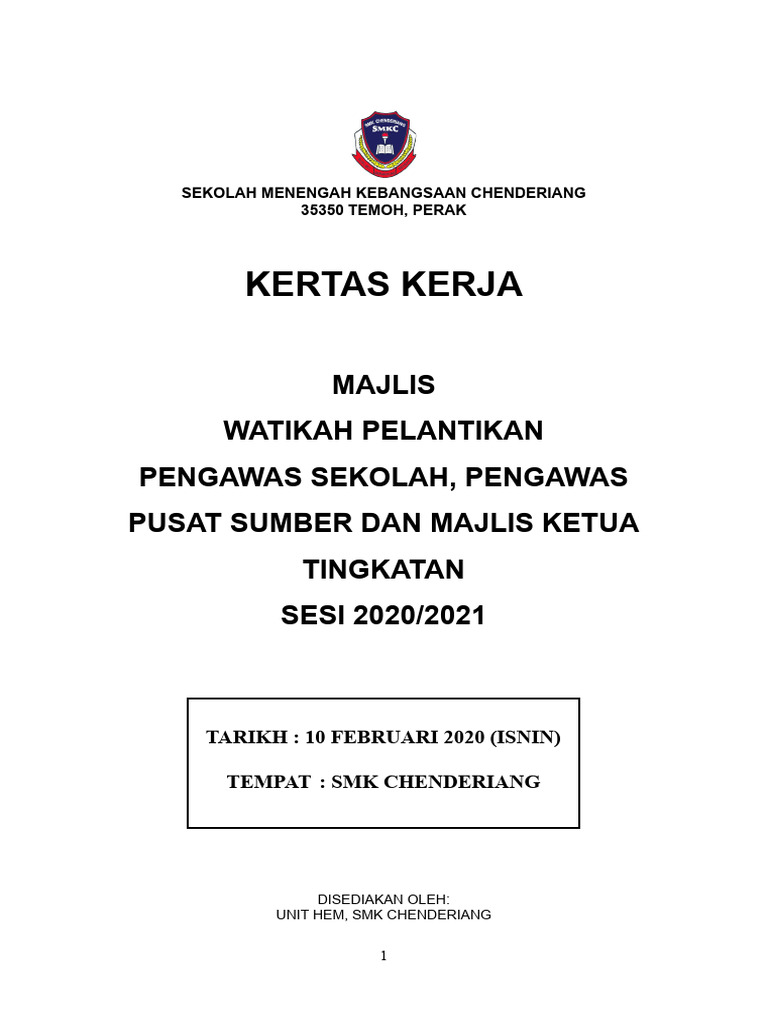 Watikah Pelantikan Pemimpin Muda 2020 | PDF