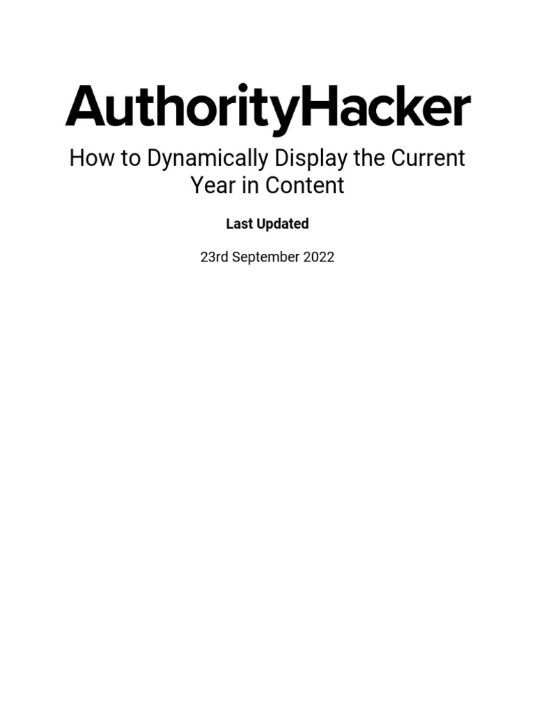 How To Dynamically Display The Current Year in Content | PDF