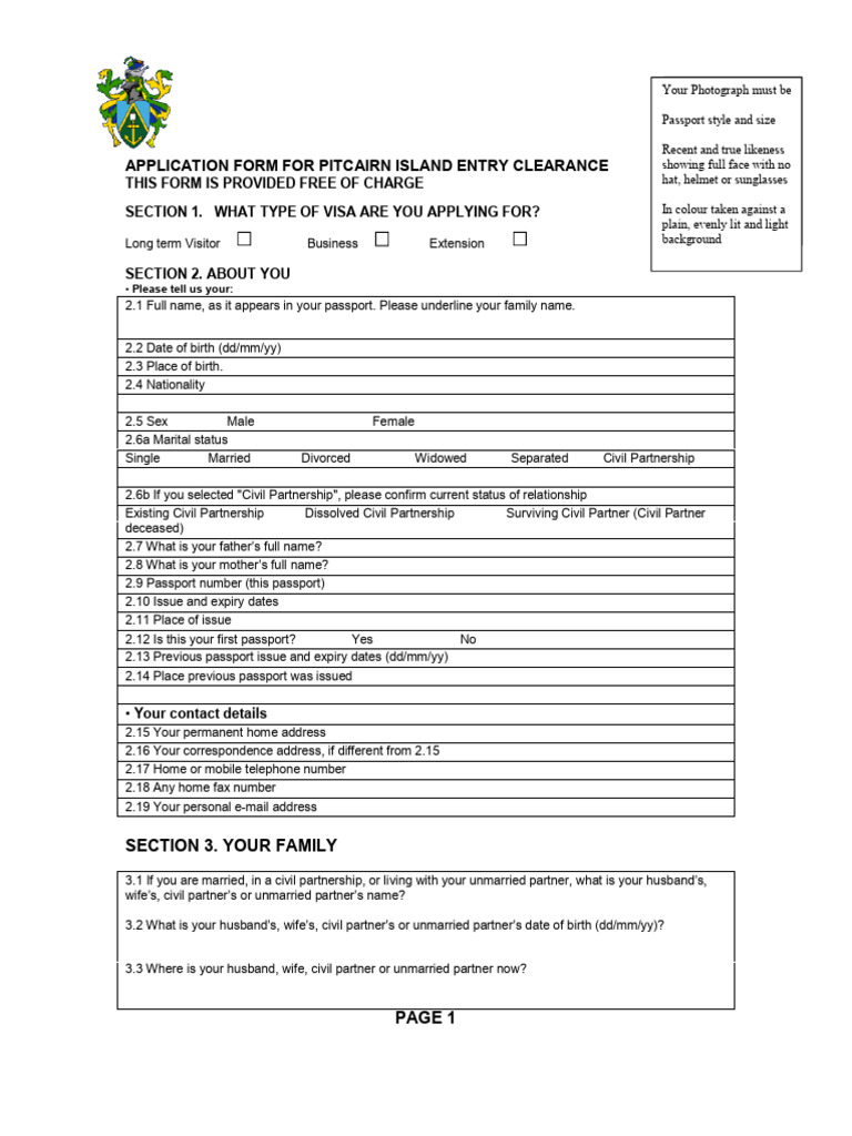 Visitor Visa Applications Form | PDF | Travel Visa | Passport