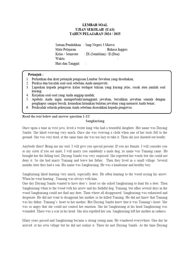 Soal Uas KLS Ix 2024-2025 | PDF