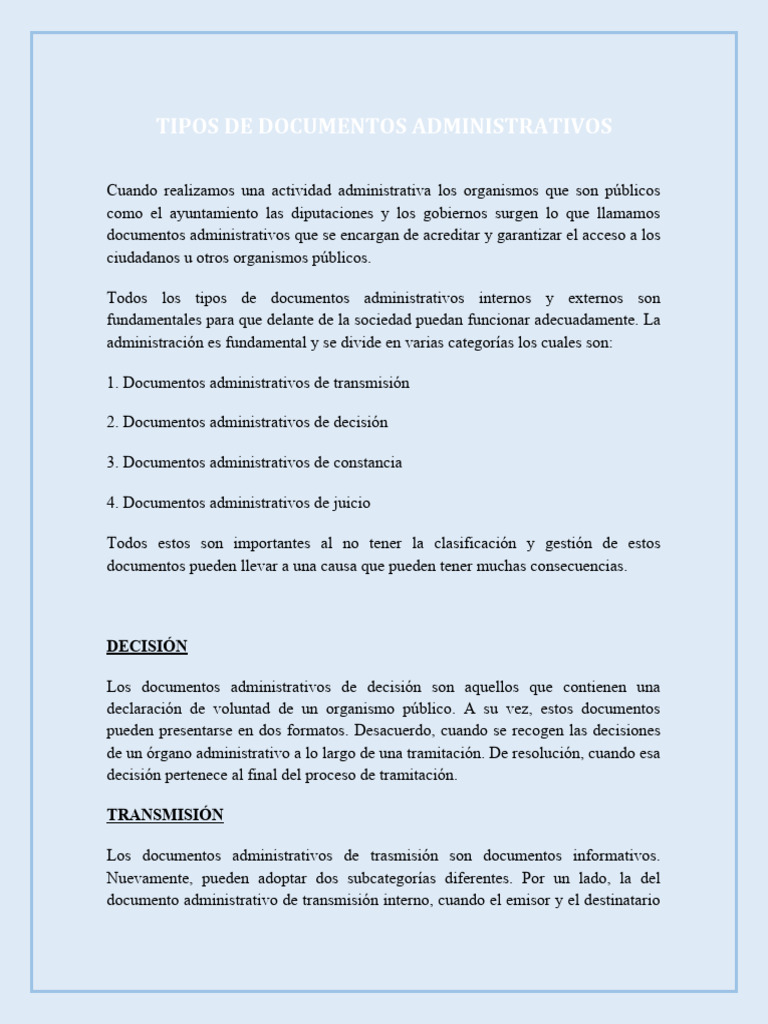 Tipos de Documentos Administrativos | PDF