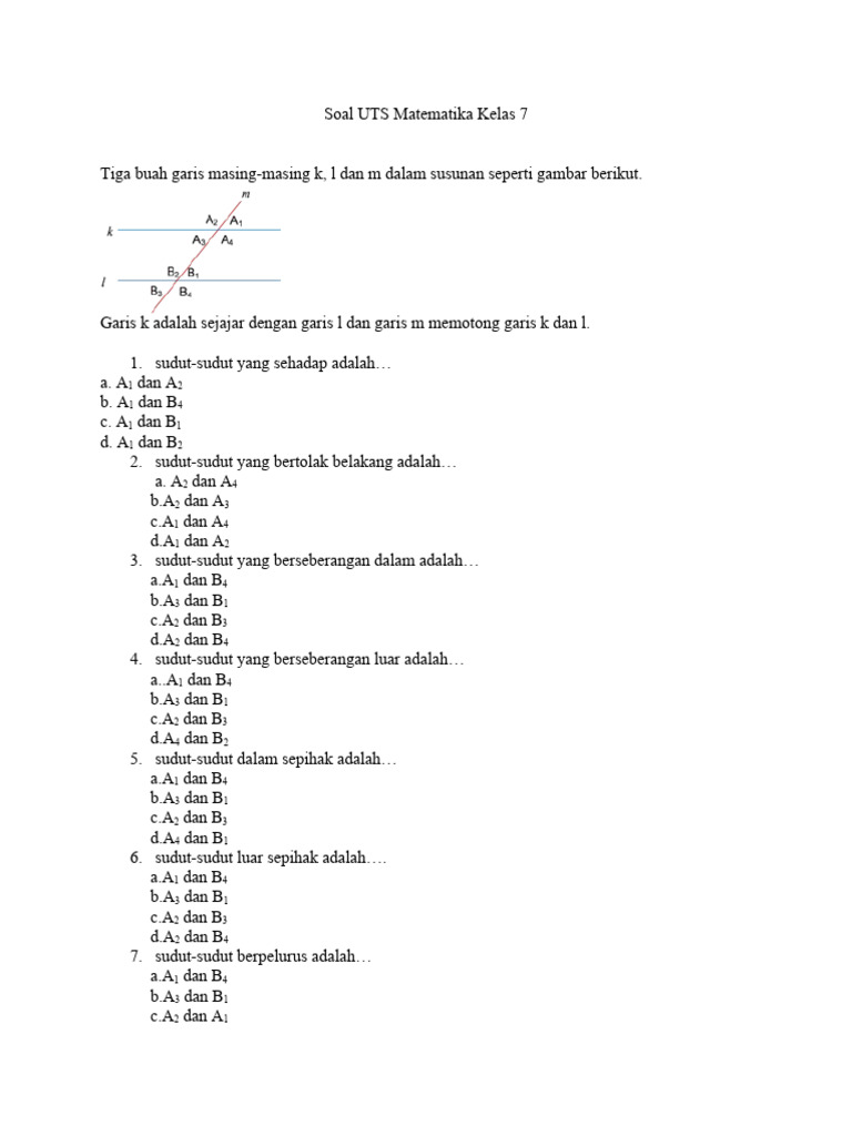 Soal UTS Matematika Kelas 7 Semester Genap | PDF | Olahraga & Rekreasi | Griya & Taman