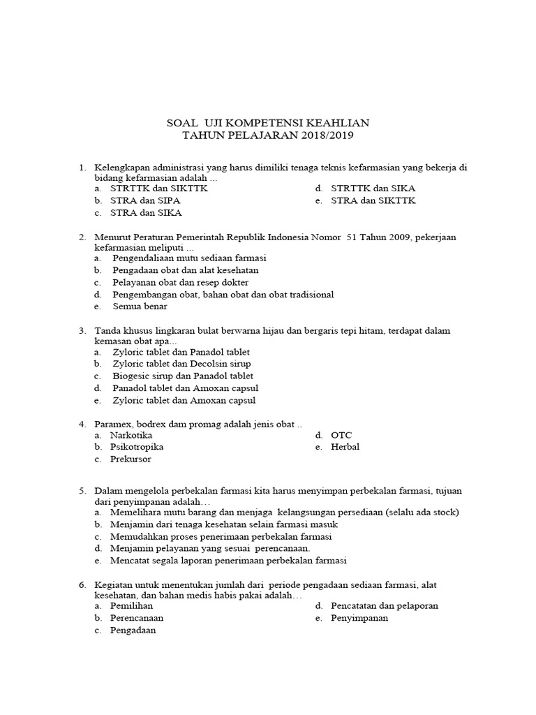 UKK TEORI Farmasi | PDF