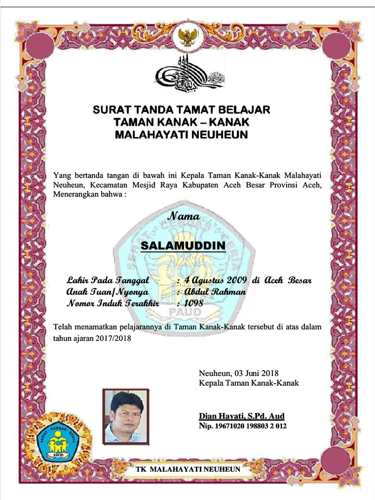 PDF Ijazah TK Neuheun No2 Compress | PDF