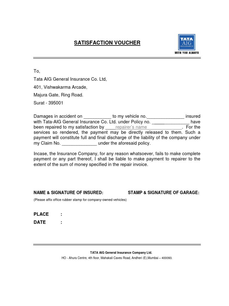 Satisfaction Voucher. | PDF