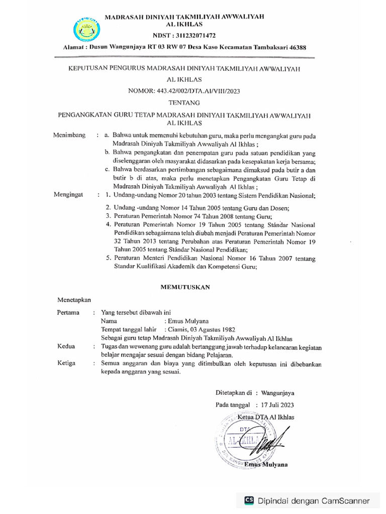 2.1 SK Guru Emus Mulyana | PDF