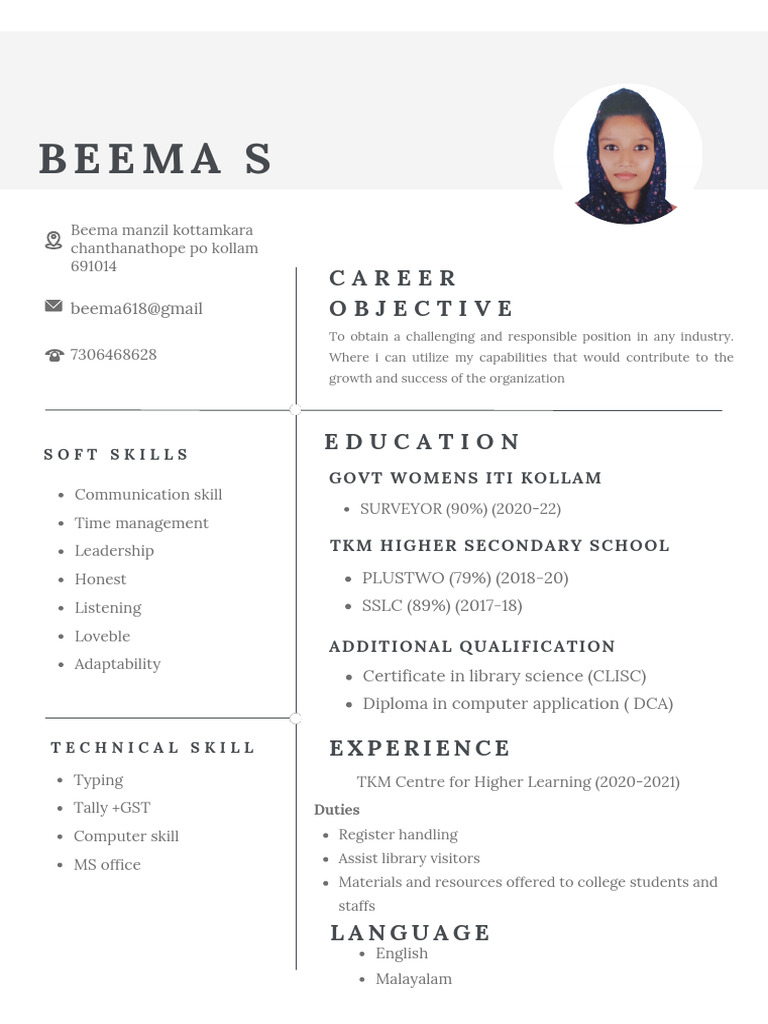 Grey Clean CV Resume Photo | PDF