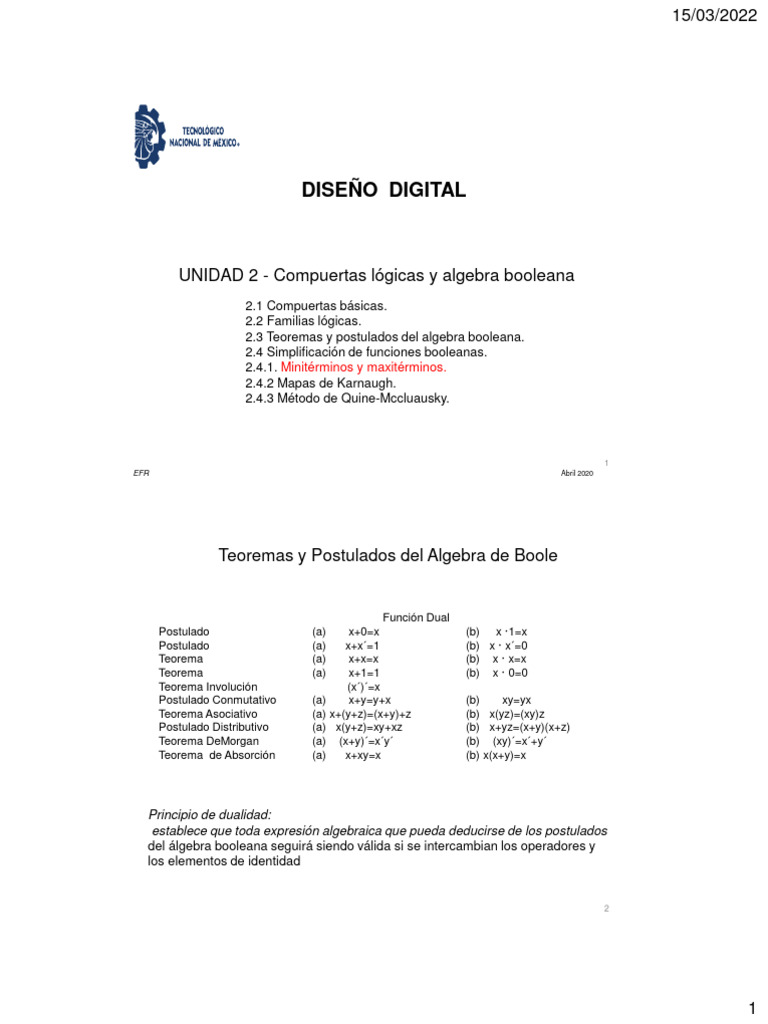 Compuertas Lógicas y Álgebra Booleana | PDF | Álgebra de Boole | Enseñanza de matemática