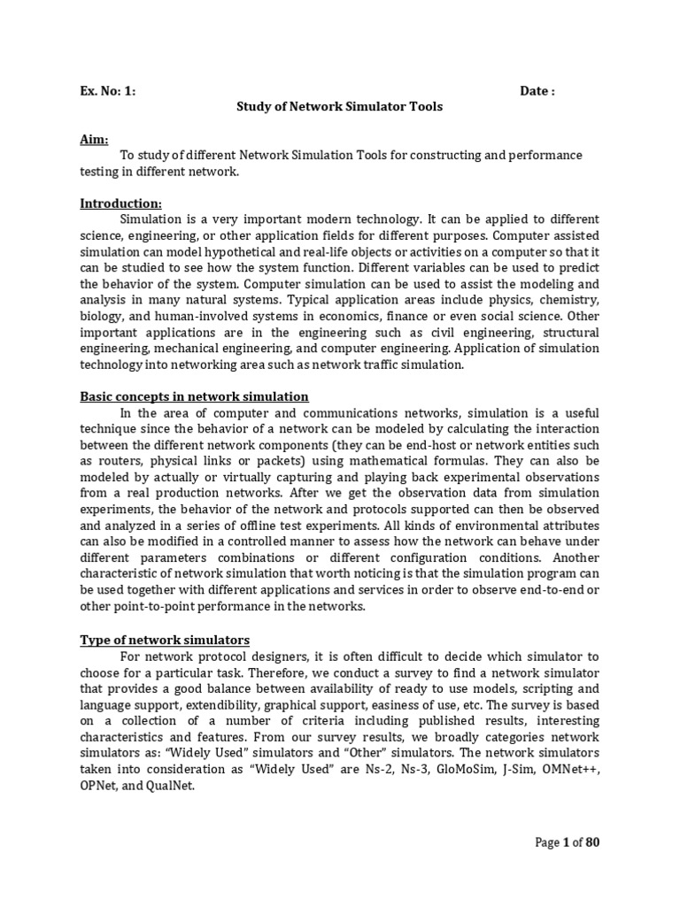 Manual For Network Simulator | PDF | Computer Network | Simulation
