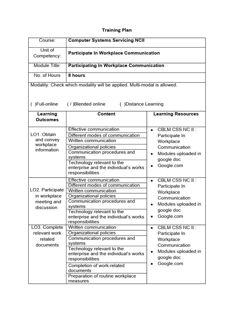 CSS Training-Plan | PDF | Educational Technology | Bios