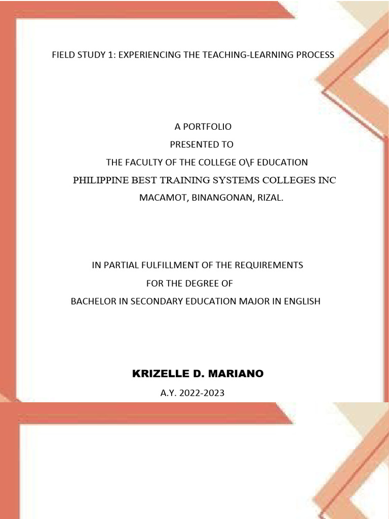 Field Study 1 | PDF | Learning | Classroom