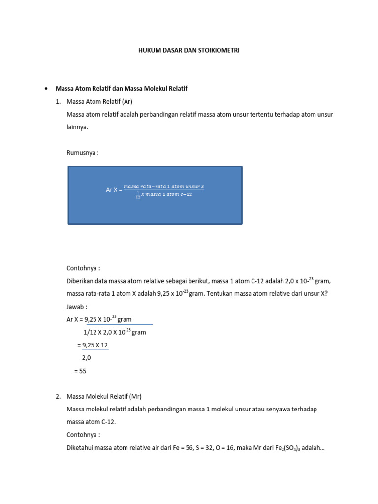 Massa Atom Relatif & Massa Molekul Relatif | PDF
