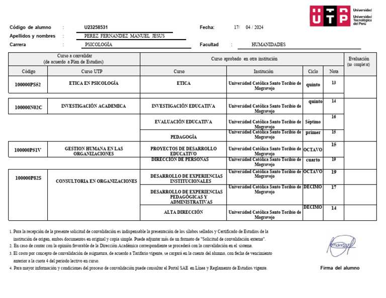 Solicitud Convalidacion Externa | Descargar gratis PDF | Universidad