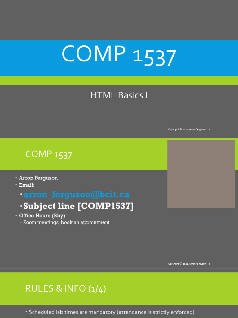 COMP 1537 - Week 1 - HTML | PDF | Html Element | Html