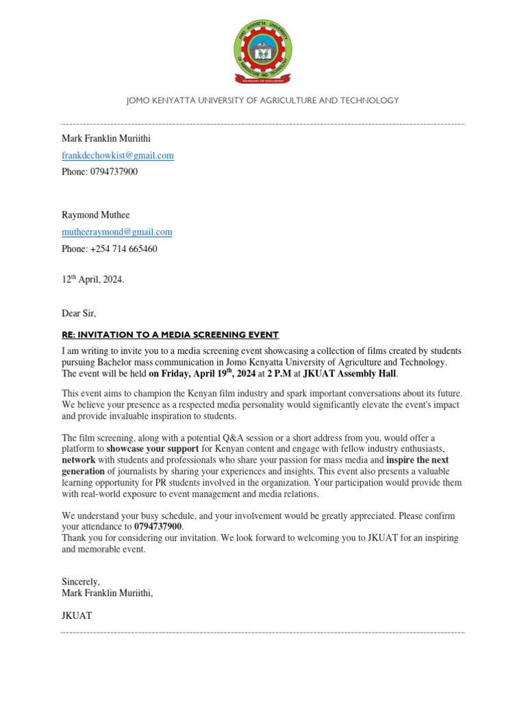 Media Personality Invitation Sample | PDF