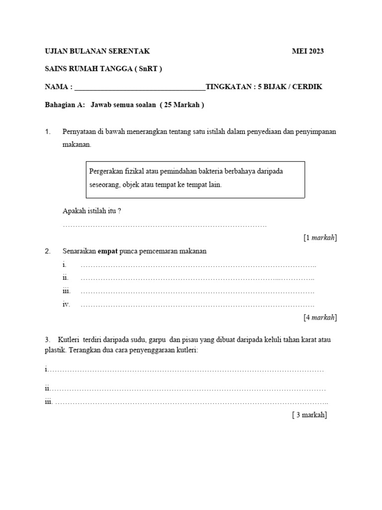 UJIAN MEI SNRT T5 | PDF