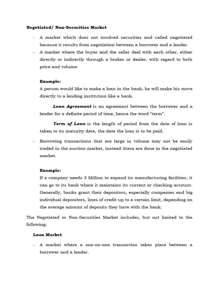 Understanding Negotiated Markets | PDF | Futures Contract | Loans