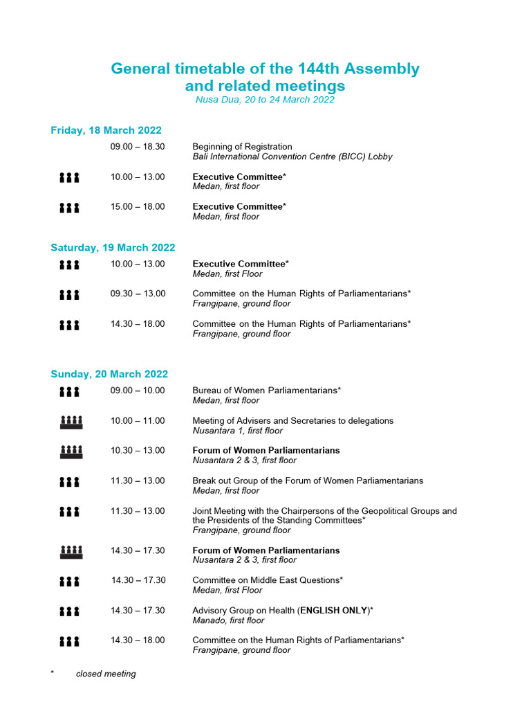 144th Assembly Timetable Overview | PDF | International Relations ...