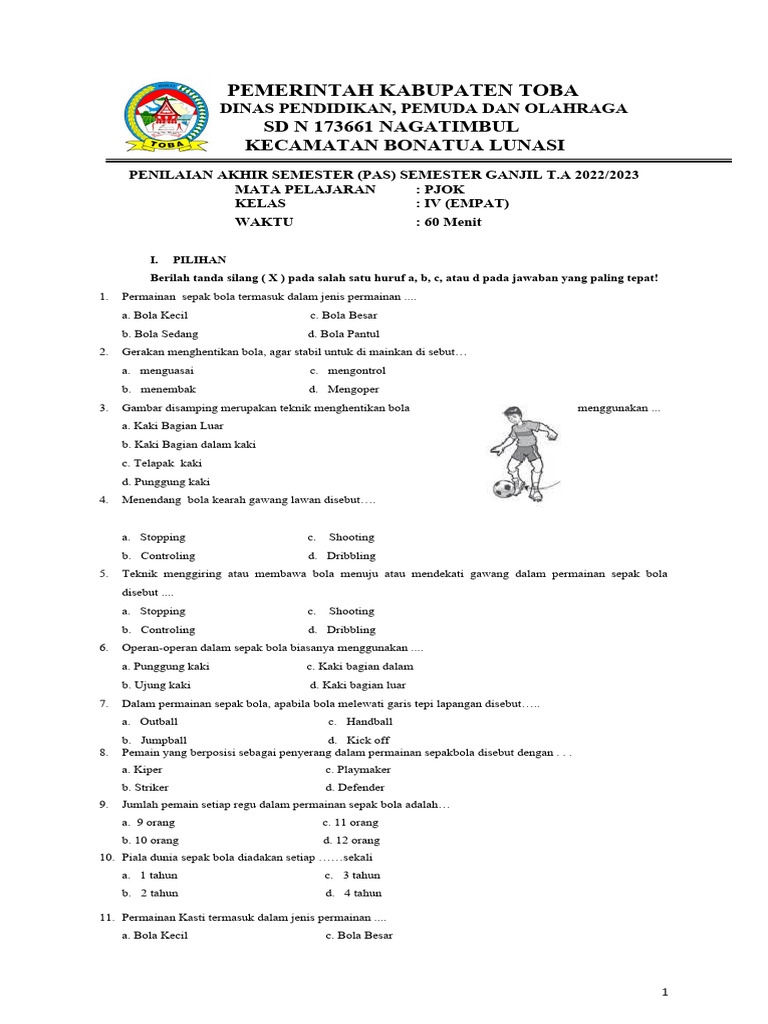 Soal PAS PJOK Kelas 4 | PDF