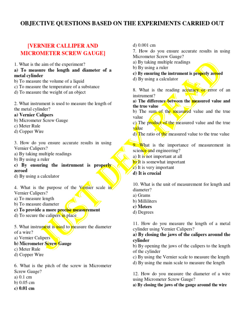 #Just de Read Phy 107 PQ 2024..# | PDF | Electrical Resistance And Conductance | Metrology