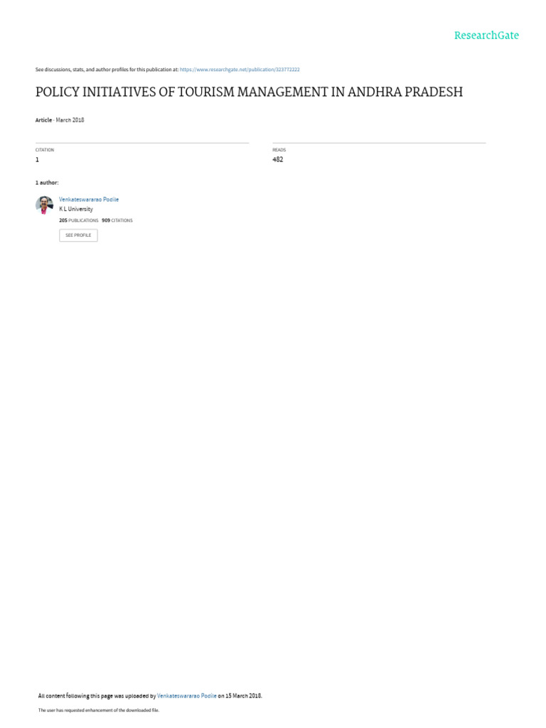 Tourism Management Policies in Andhra Pradesh | PDF | Tourism ...