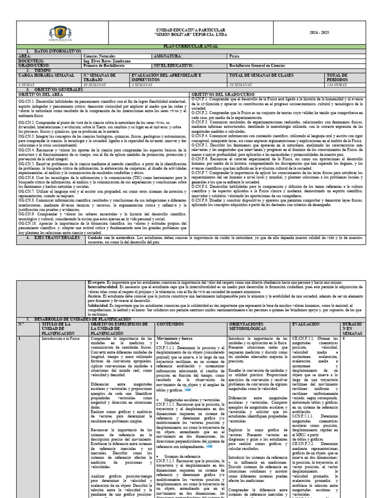 PCA - FIS - 1BGUr | PDF | Velocidad | Cinemática