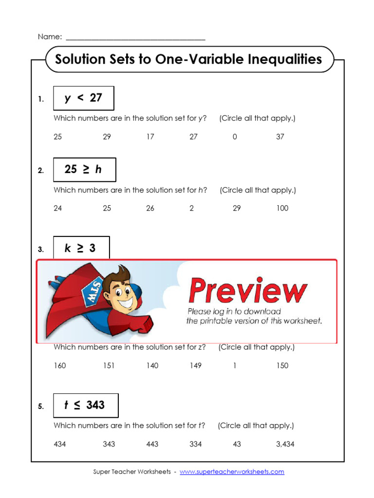Inequalities One Variable Basic Circle Solution Set | PDF | Teaching ...