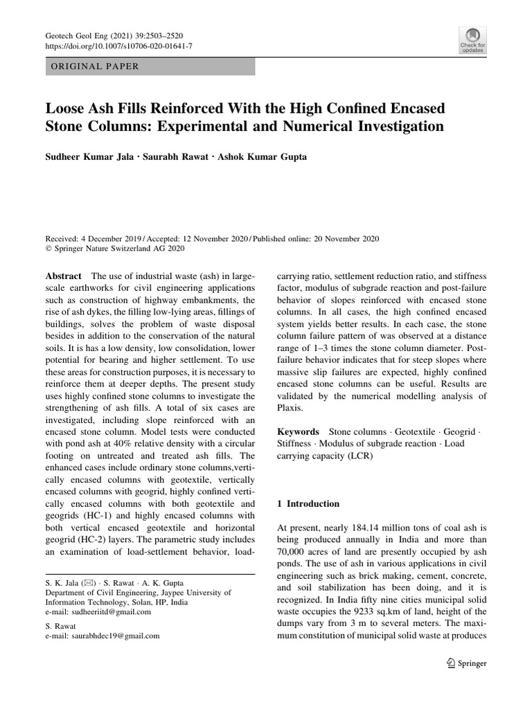 Reinforcing Loose Ash Fills with Stone Columns | PDF | Geotechnical ...