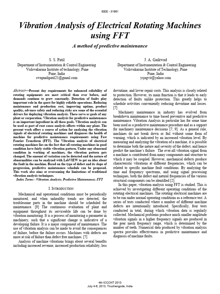 FFT-Based Vibration Analysis for Motors | PDF | Gear | Accelerometer