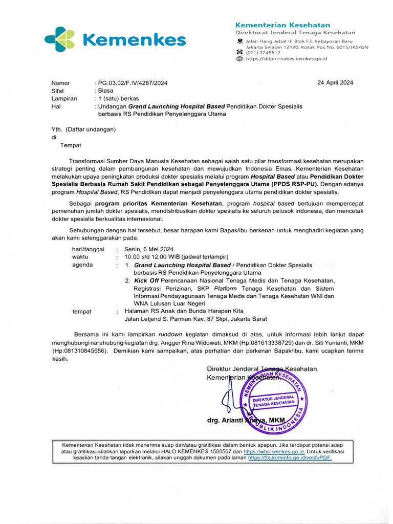 V02 - Undangan Grand Launching RSPPU 6 Mei 2024 | PDF