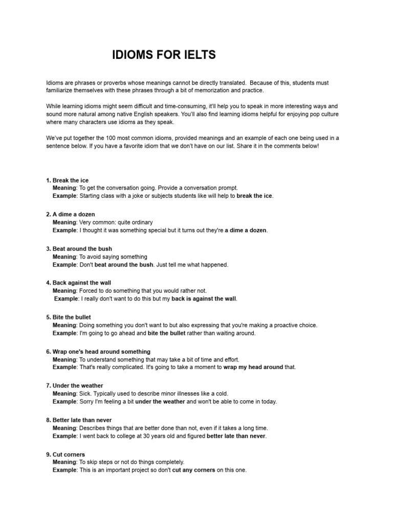 IDIOMS Sun | PDF | Idiom