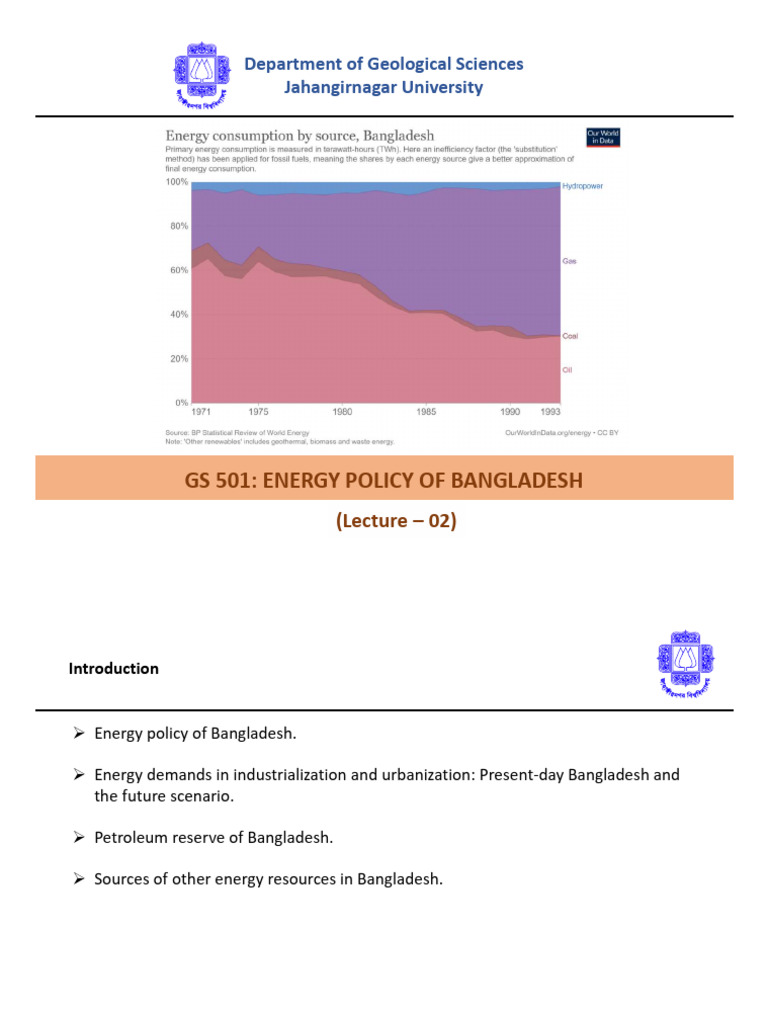 GS501 - Lecture-2 - Energy Policy of Bangladesh | PDF | Renewable Energy | Energy Development