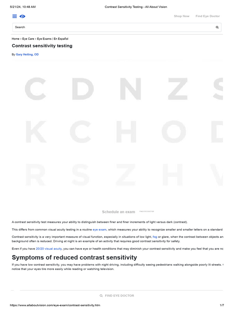 Contrast Sensitivity Testing - All About Vision | Download Free PDF ...