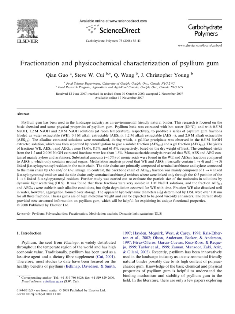 Fractionation and Physicochemical Characterization of Psyllium Gum ...