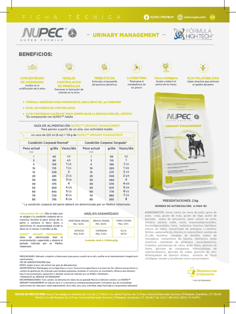 Ficha Tecnica Nupec Urinary Management | PDF