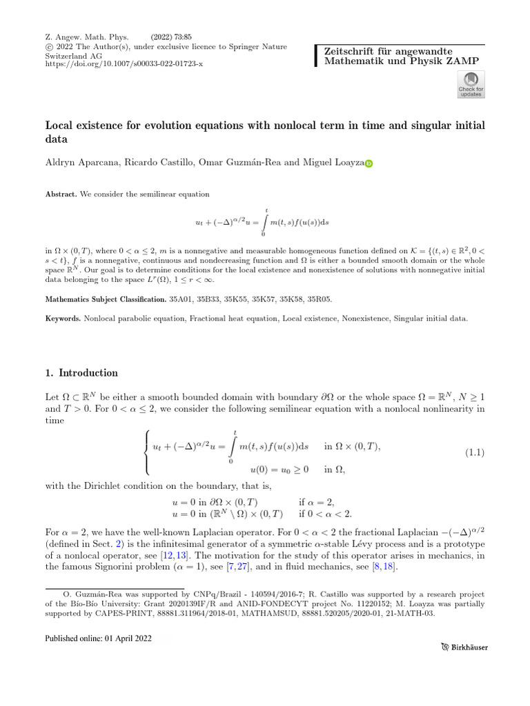 LocalExistence Omar ZAMP | PDF | Function (Mathematics) | Fourier Transform