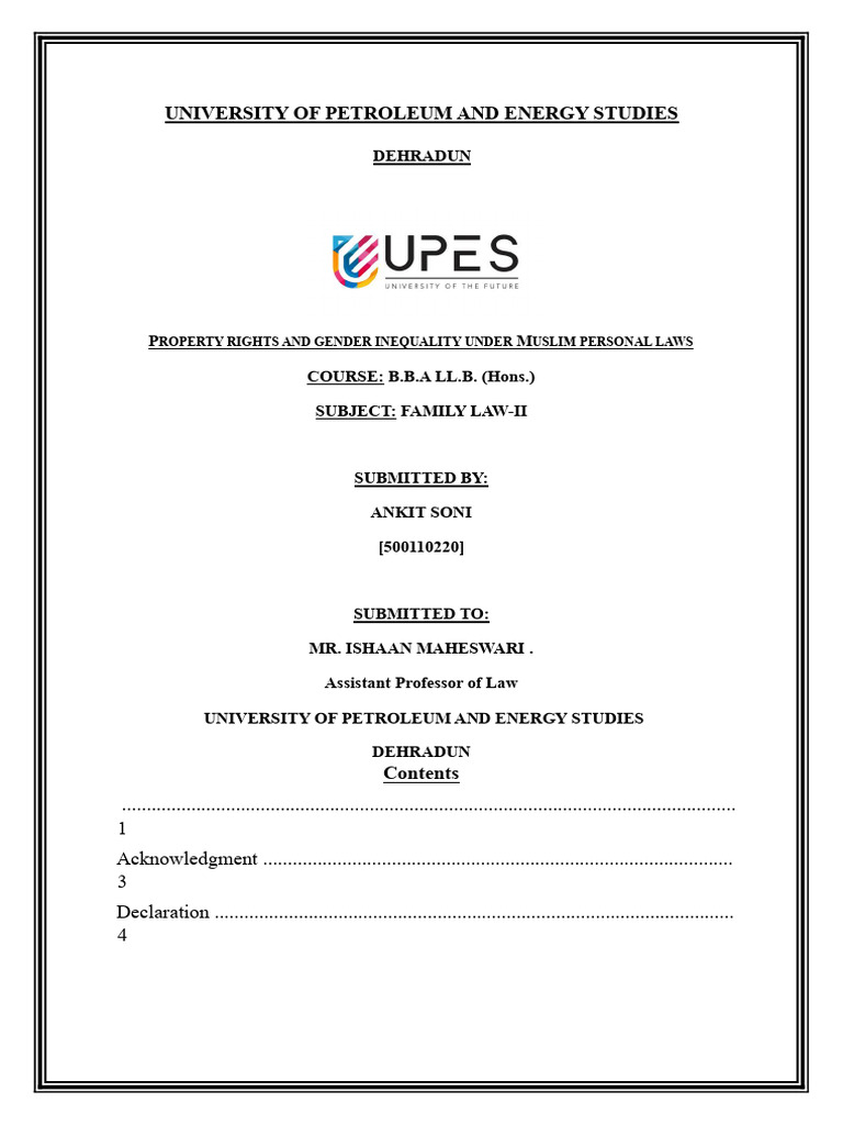 Ankit Soni Family Law 2 Assignment | PDF | Sharia | Inheritance