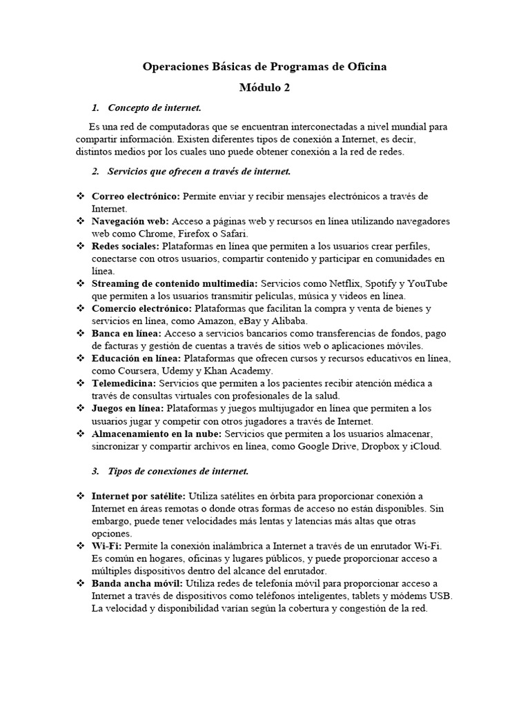 Operaciones Básicas de Programas de Oficina | PDF | Internet | Línea de ...