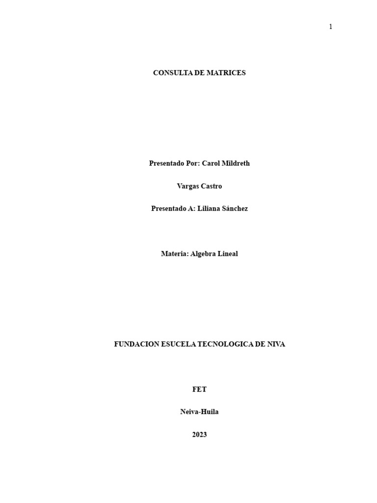 Consulta de Matrices | PDF | Matriz (Matemáticas) | Física Matemática